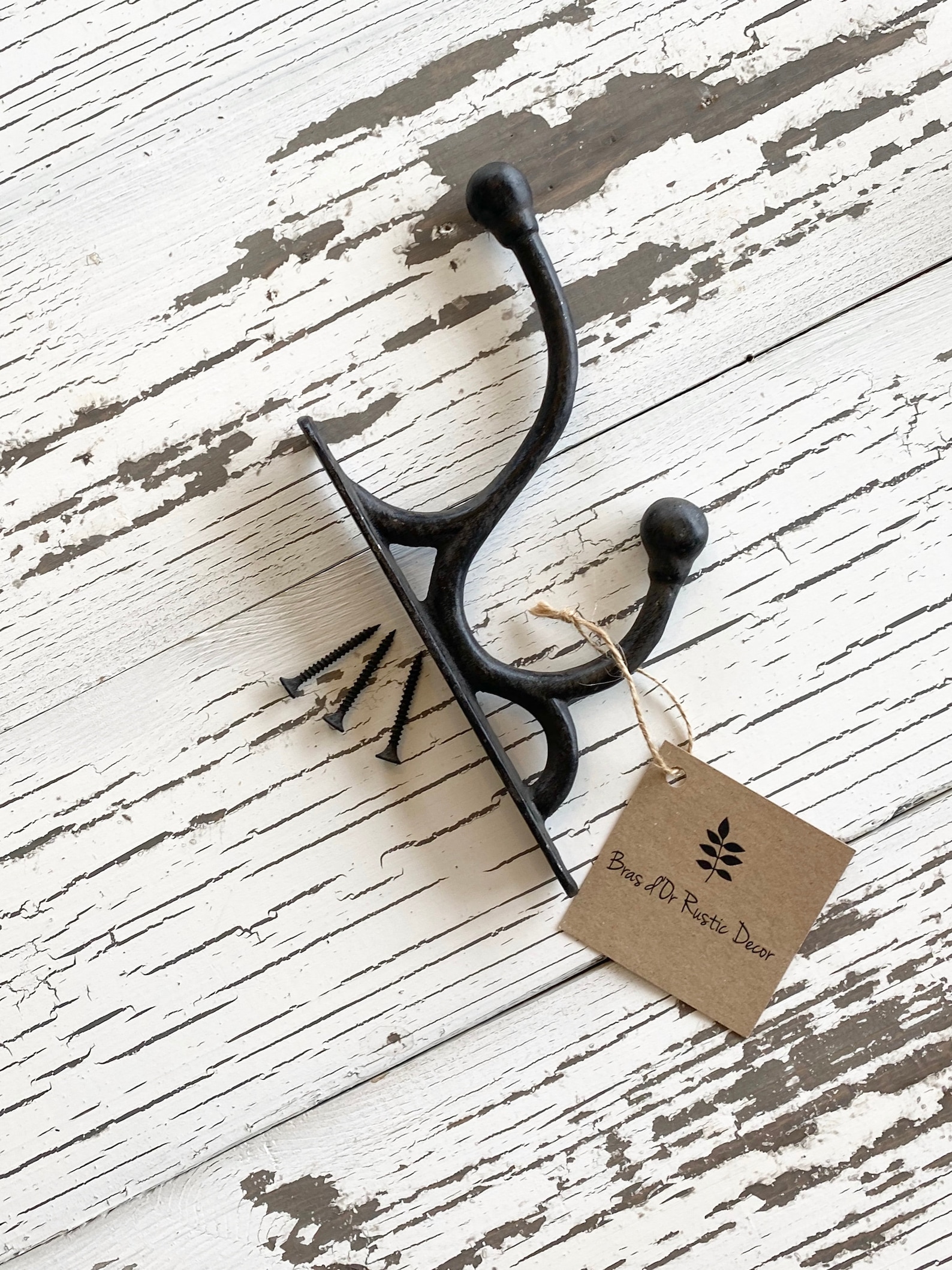 LARGE 8 Antique Metal Iron Rustic Modern Farmhouse Farm House Coat Hook ...