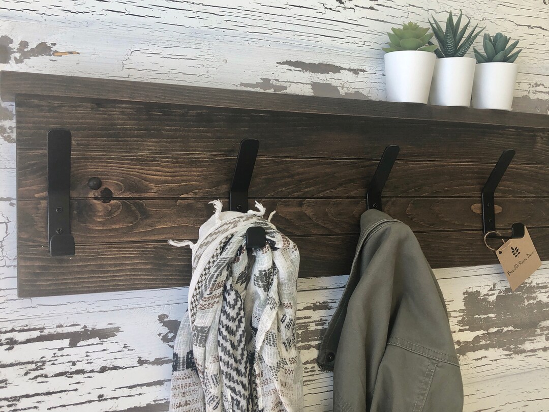 Rustic Farmhouse Entryway Coat Rack Mudroom Hanger Hooks Cottage Sign ...