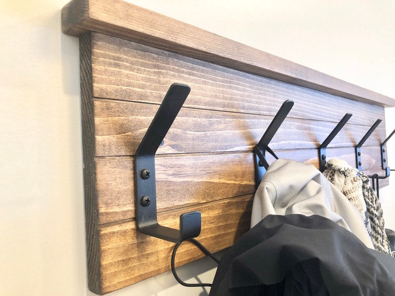 Rustic farmhouse entryway coat rack mudroom hanger hooks | Etsy