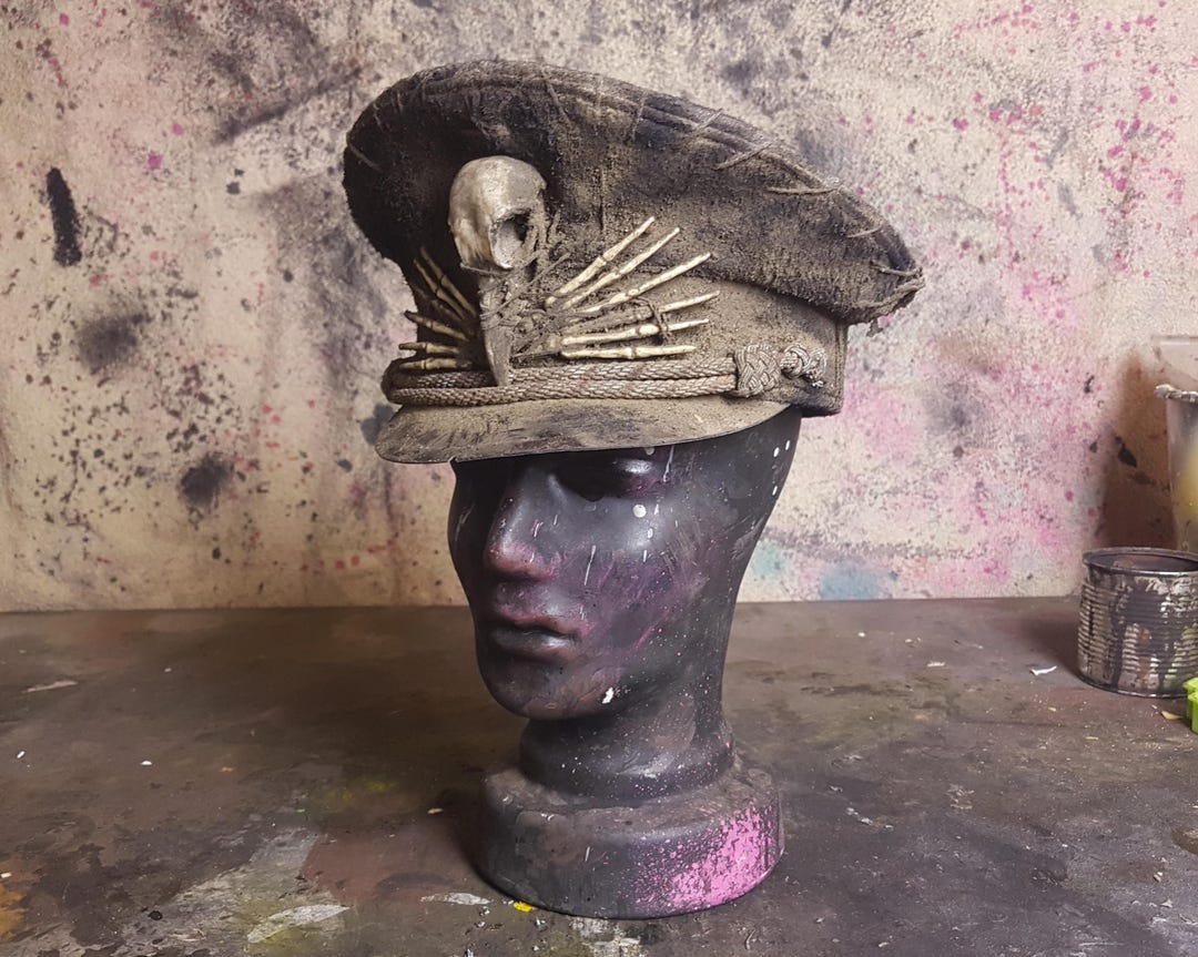 Post Apocalyptic Officer Hat With Resin Skull - Etsy