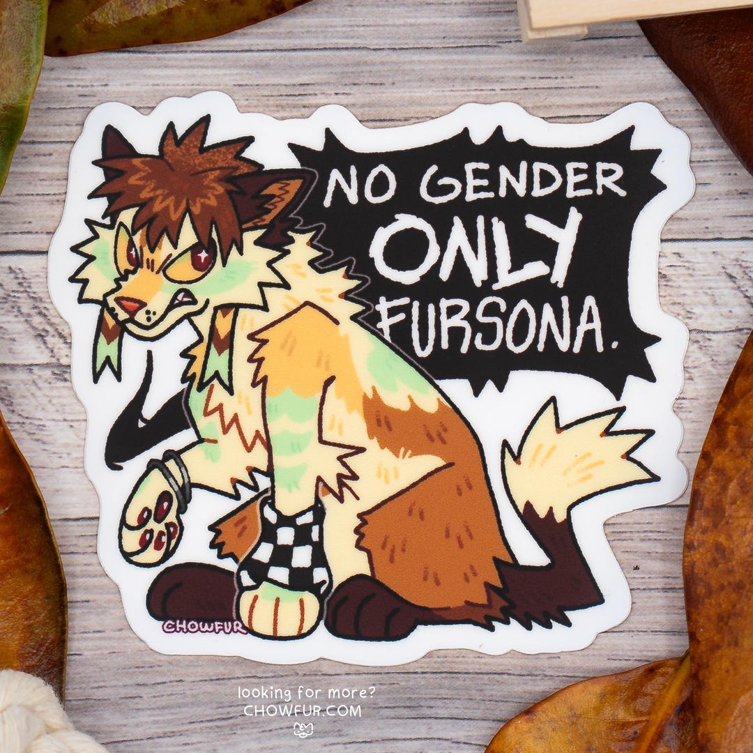 No Gender Only Fursona Vinyl Sticker - Etsy