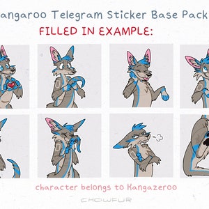 Kangaroo Telegram Discord Sticker Base Pack Lineart | DIGITAL DOWNLOAD ...