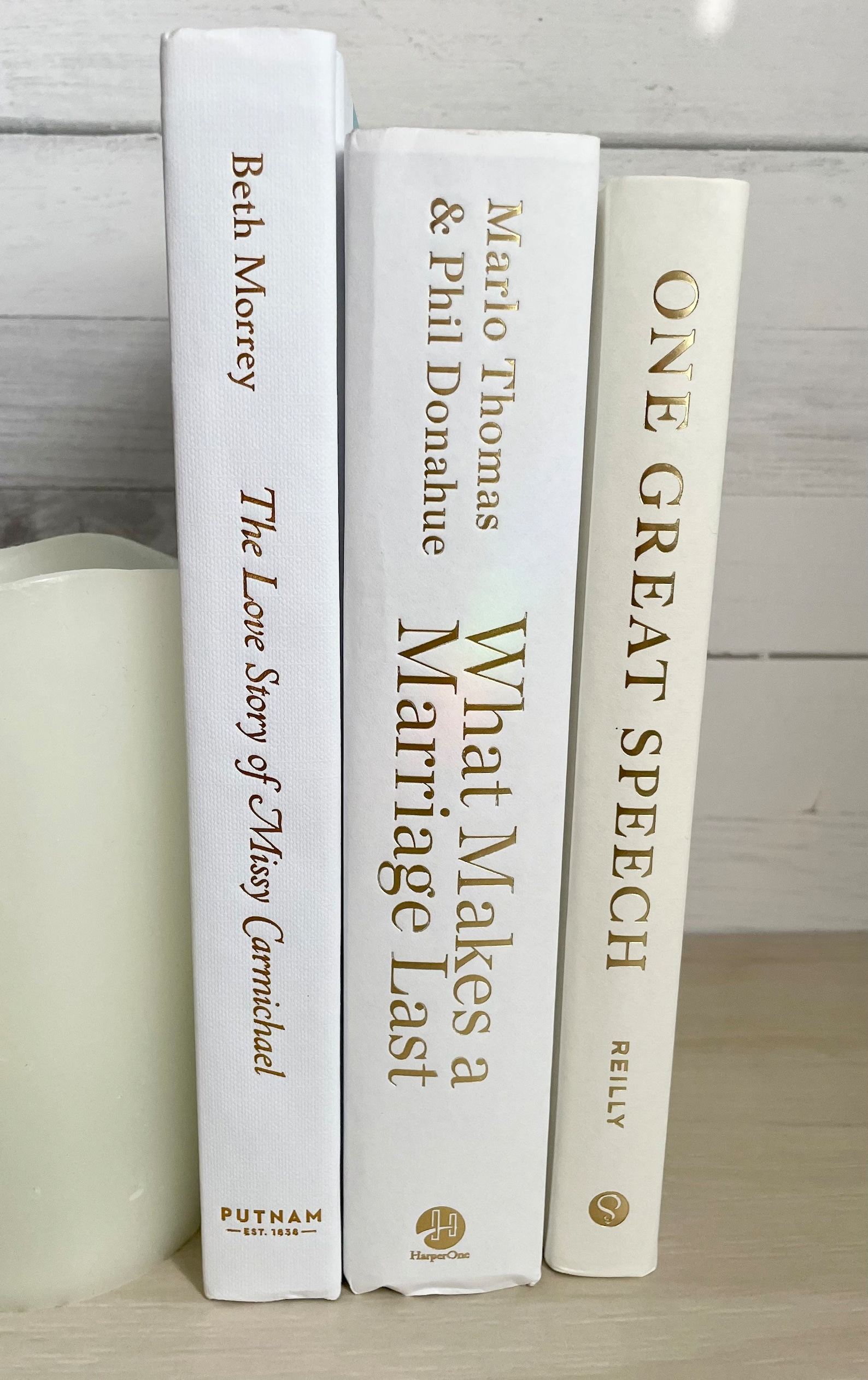 White and Gold Decorative Book Stack - Etsy