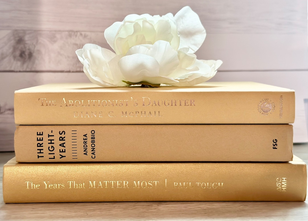 Gold Decorative Book Stack - Etsy