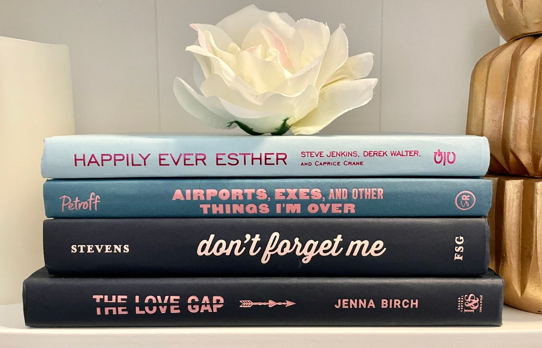 Blue and Pink Decorative Book Stack - Etsy