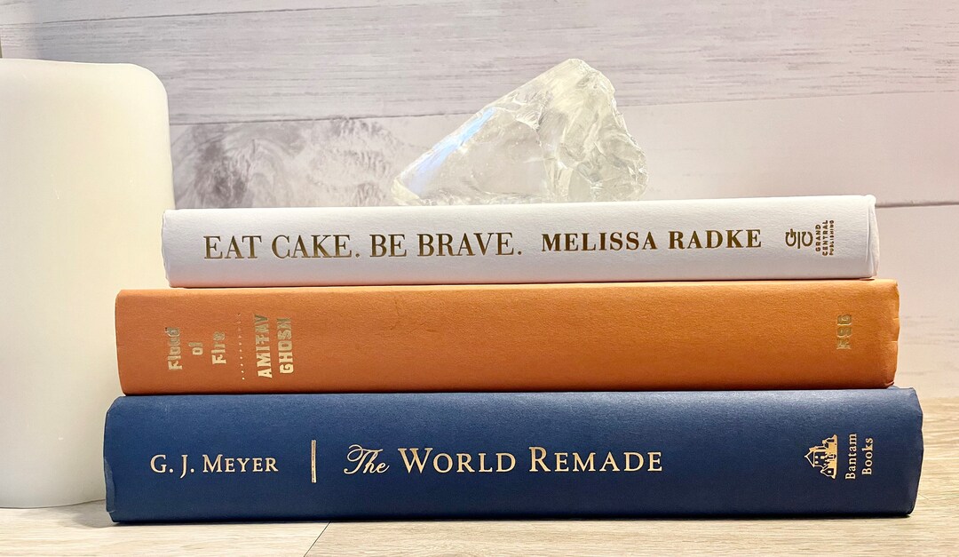 Blue and Gold Decorative Book Stack - Etsy