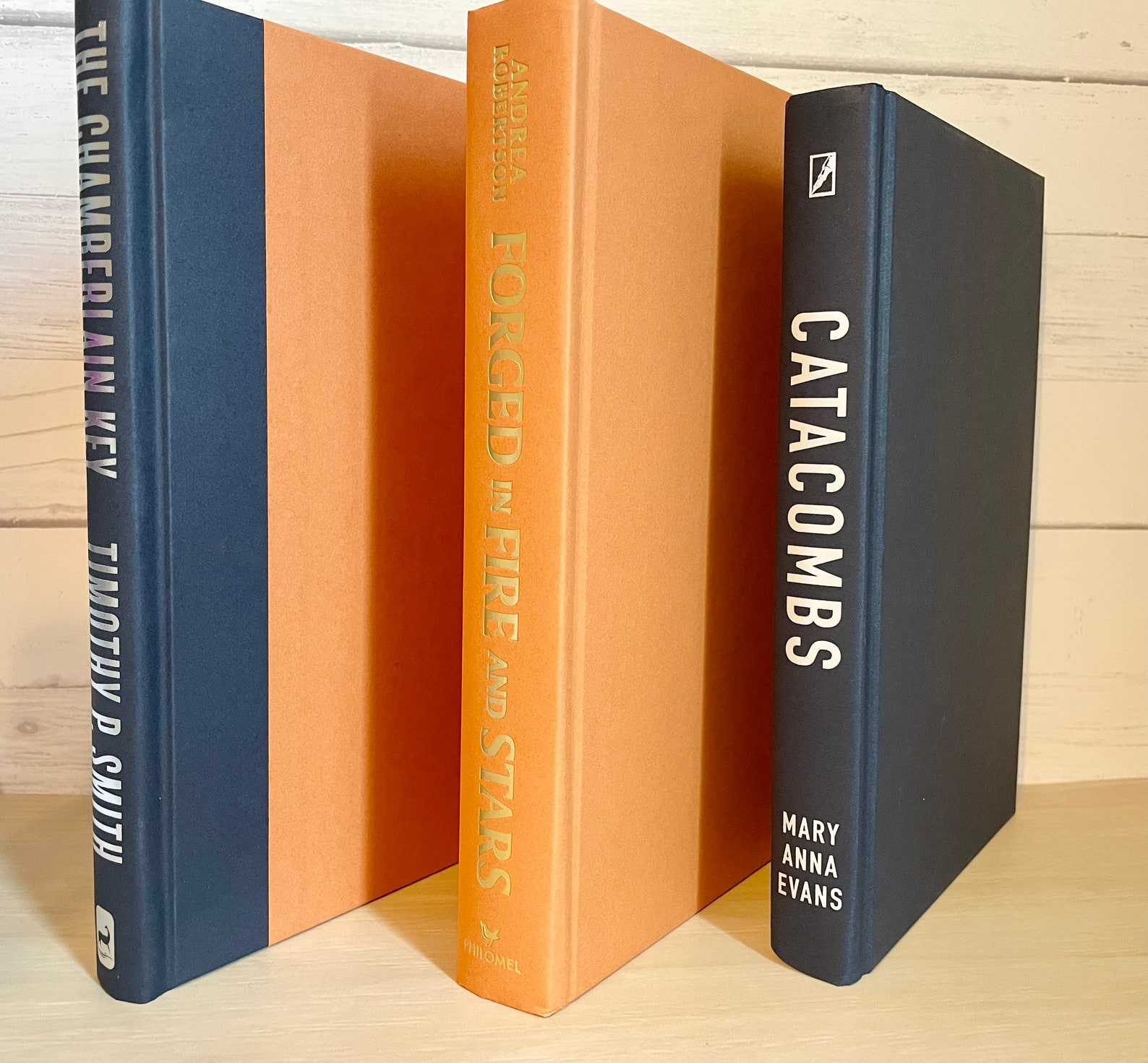 Blue and Orange Decorative Book Stack - Etsy