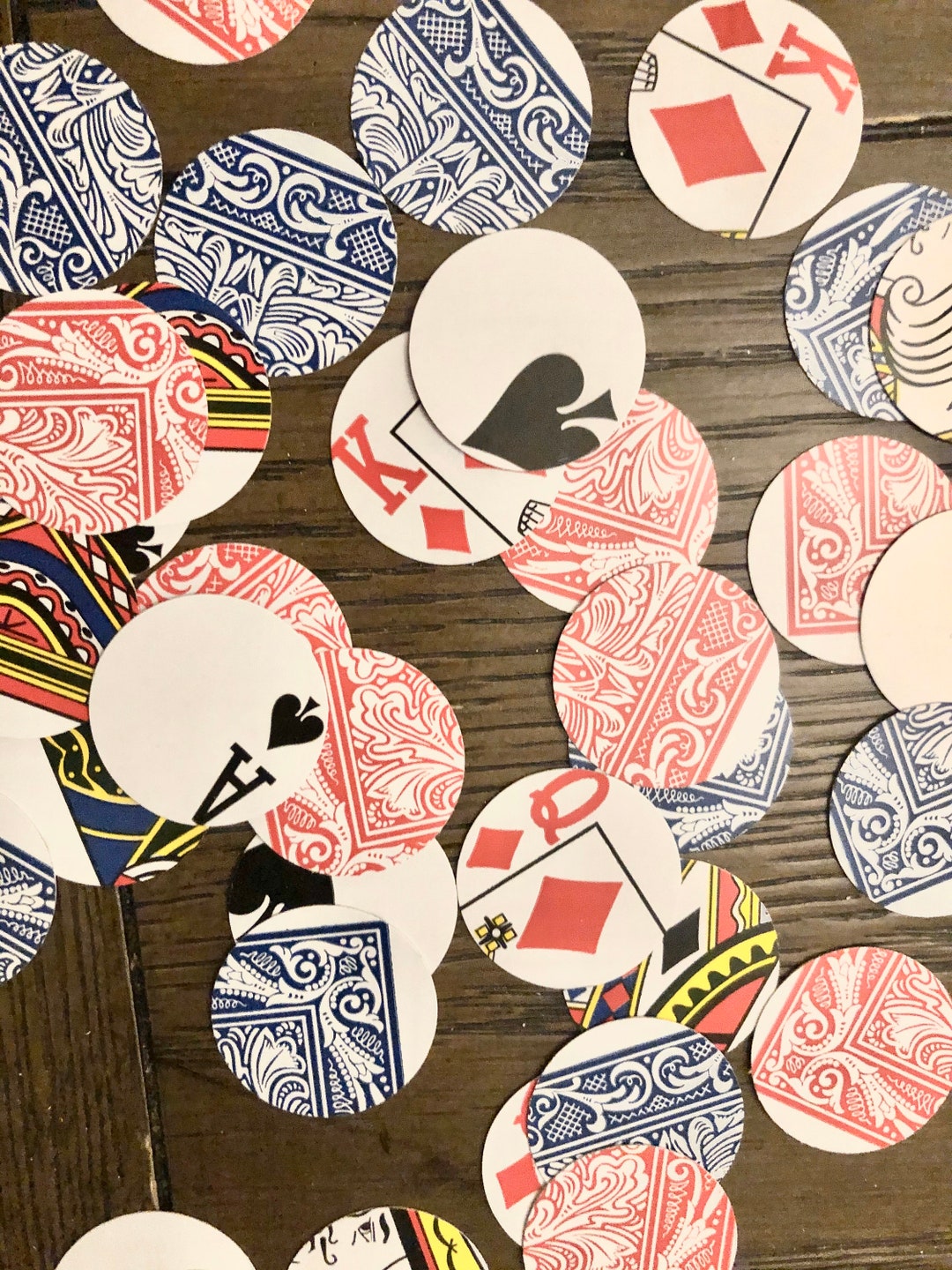 Poker Game Night Playing Cards 200 Hand Stamped Circle Confetti Scatter ...
