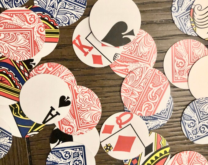 Poker Game Night Playing Cards 200 Hand Stamped Circle Confetti Scatter ...