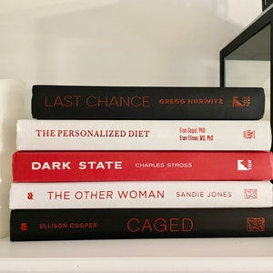 Red Black and White Decorative Book Stack - Etsy