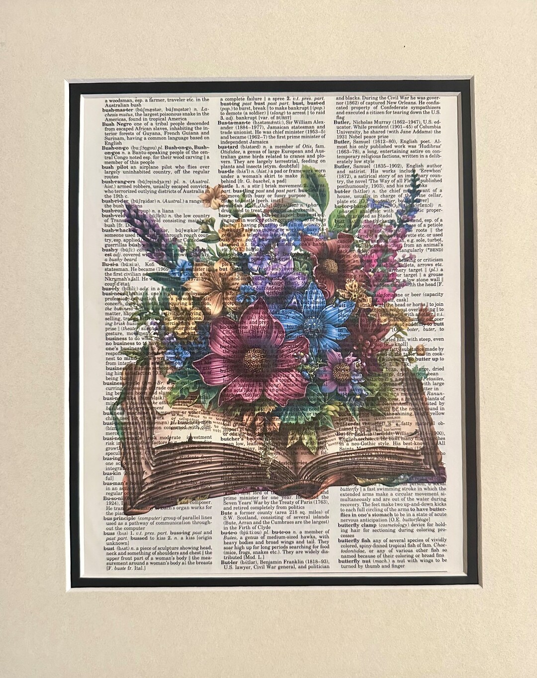 Upcycled Vintage Dictionary Floral Book Art - Etsy