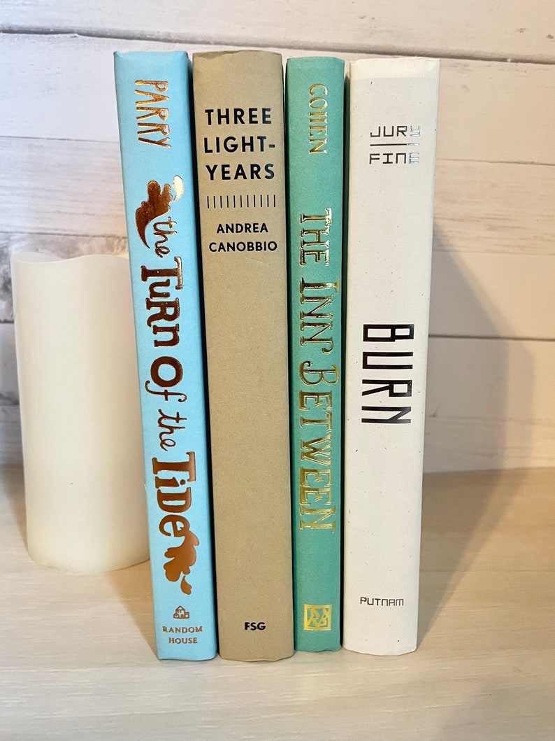 Blue Green Decorative Book Stack - Etsy