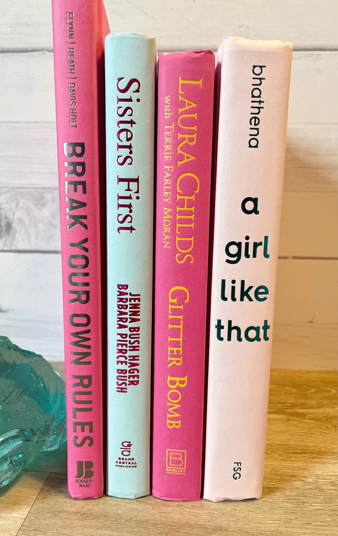 Blue and Pink Decorative Book Stack - Etsy