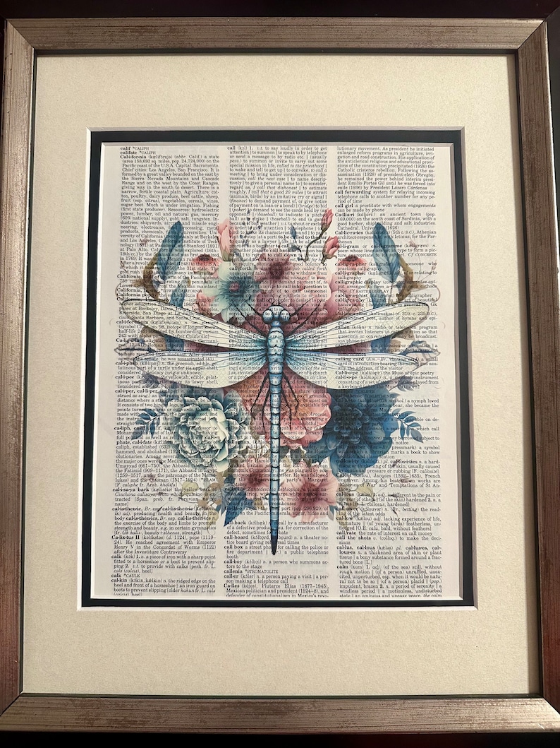 Upcycled Vintage Dictionary Dragonfly Art - Etsy