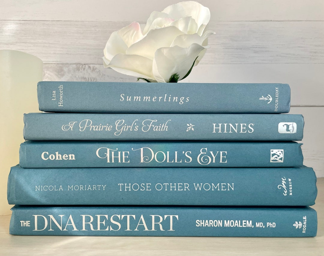 Blue and Silver Decorative Book Stack - Etsy.de