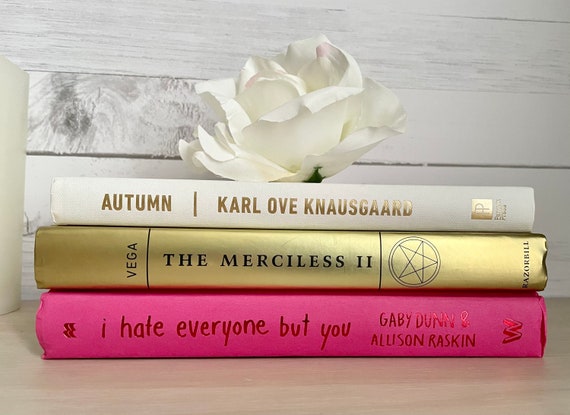 Pink and Gold Decorative Book Stack | Etsy