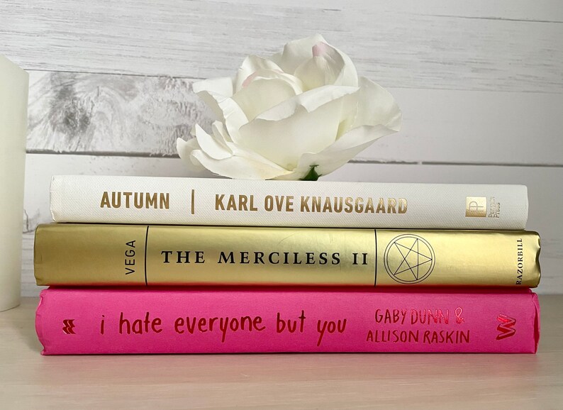 Pink and Gold Decorative Book Stack | Etsy