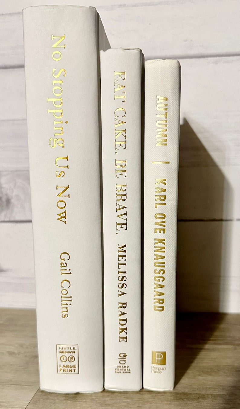 White and Gold Decorative Book Stack - Etsy