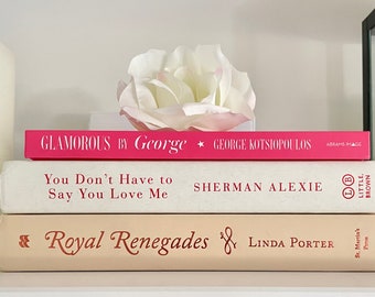 Bright Pink Decorative Book Stack | Etsy