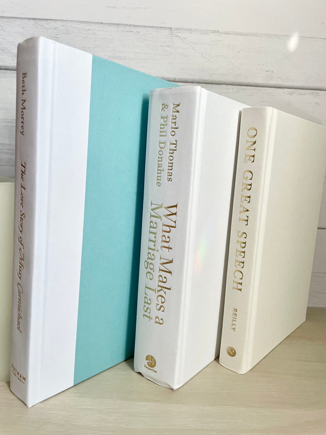 White and Gold Decorative Book Stack - Etsy
