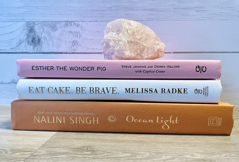 Pink and Orange Decorative Book Stack - Etsy