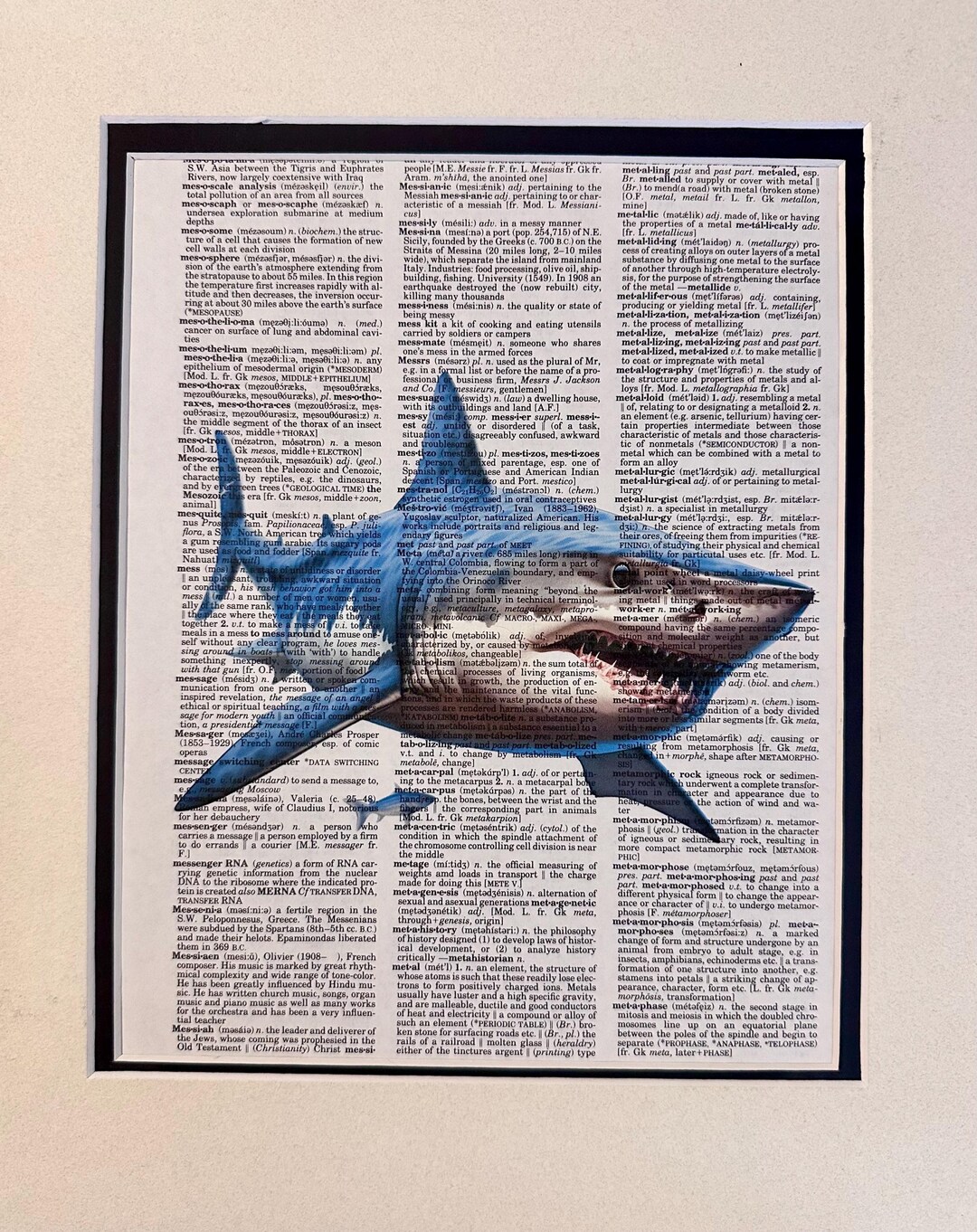 Upcycled Vintage Dictionary Swimming Shark Art - Etsy