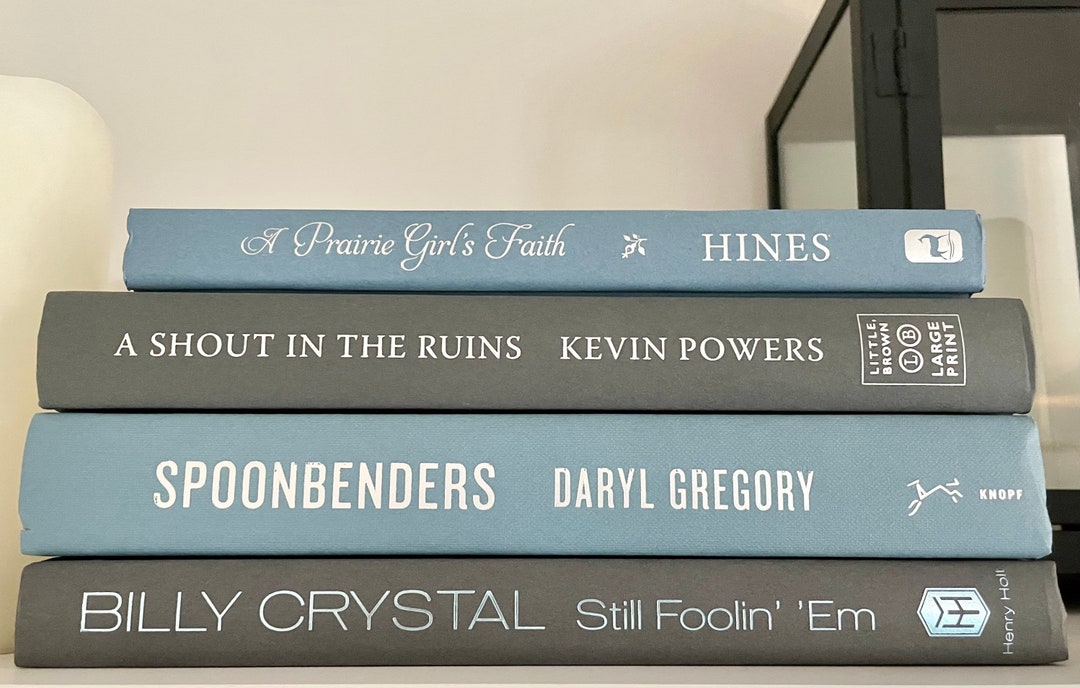 Blue and Gray Decorative Book Stack - Etsy