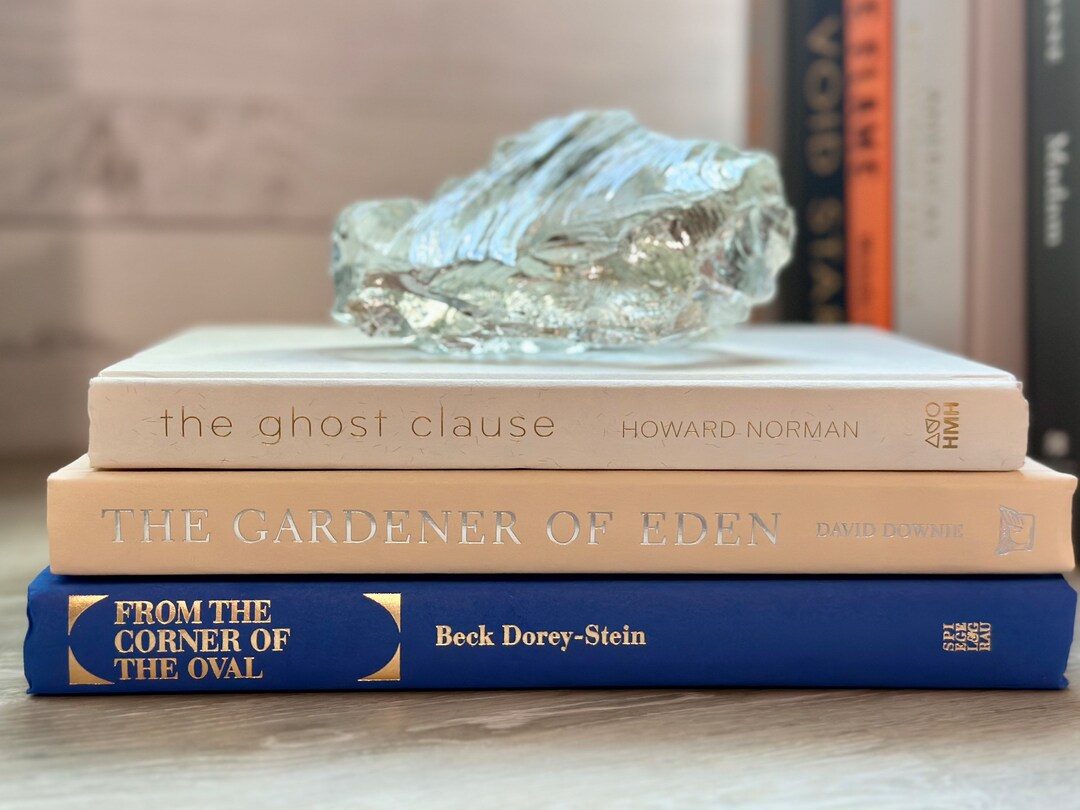 Blue and Gold Decorative Book Stack - Etsy