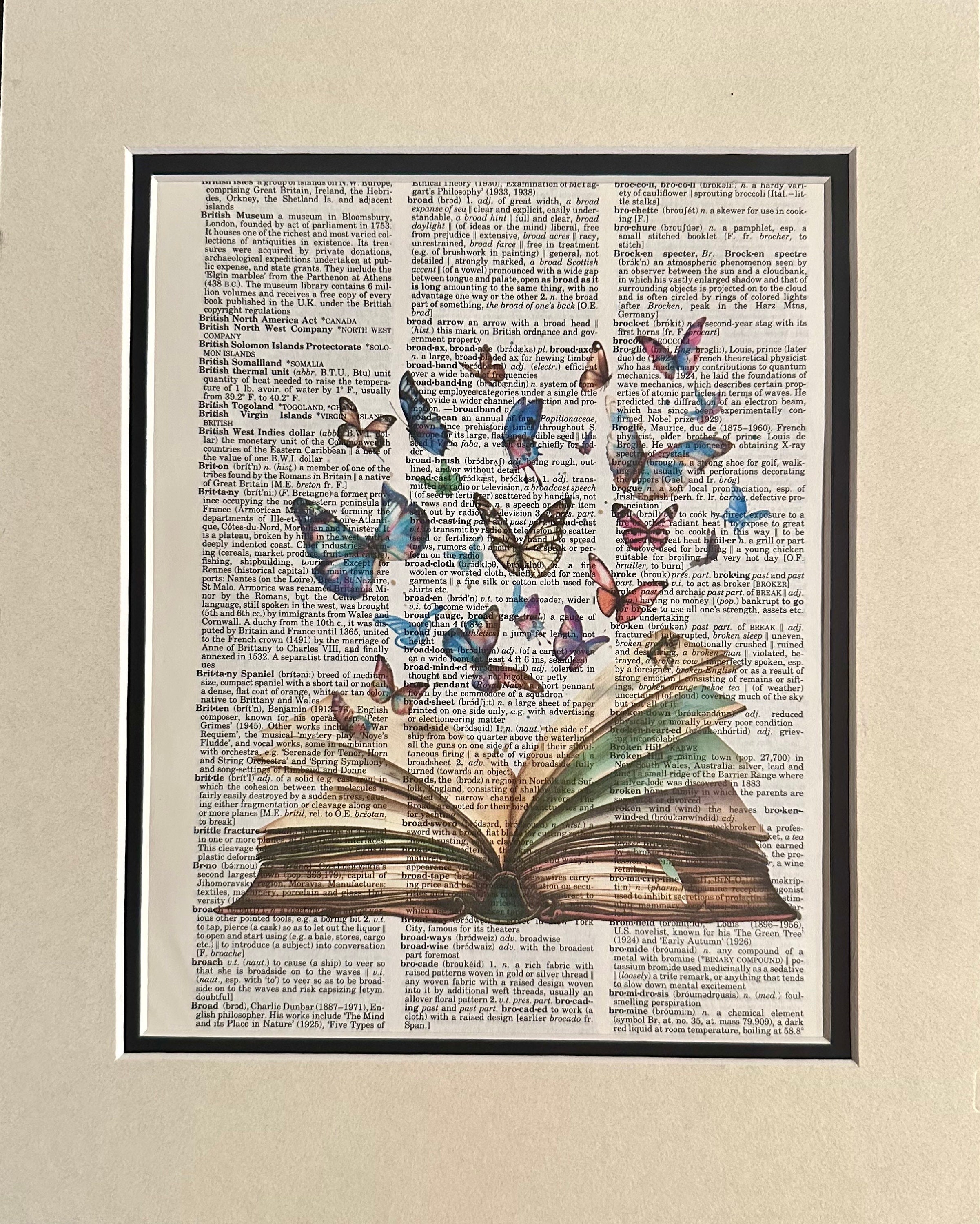 Upcycled Vintage Dictionary Open Book With Butterflies Art - Etsy