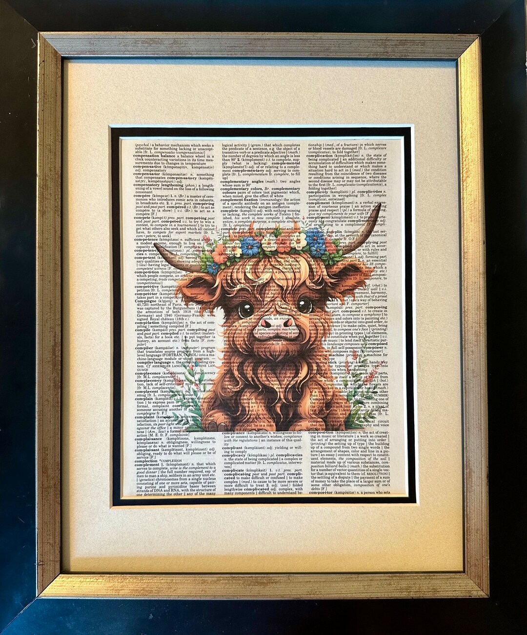 Upcycled Vintage Dictionary Highland Cow Art - Etsy