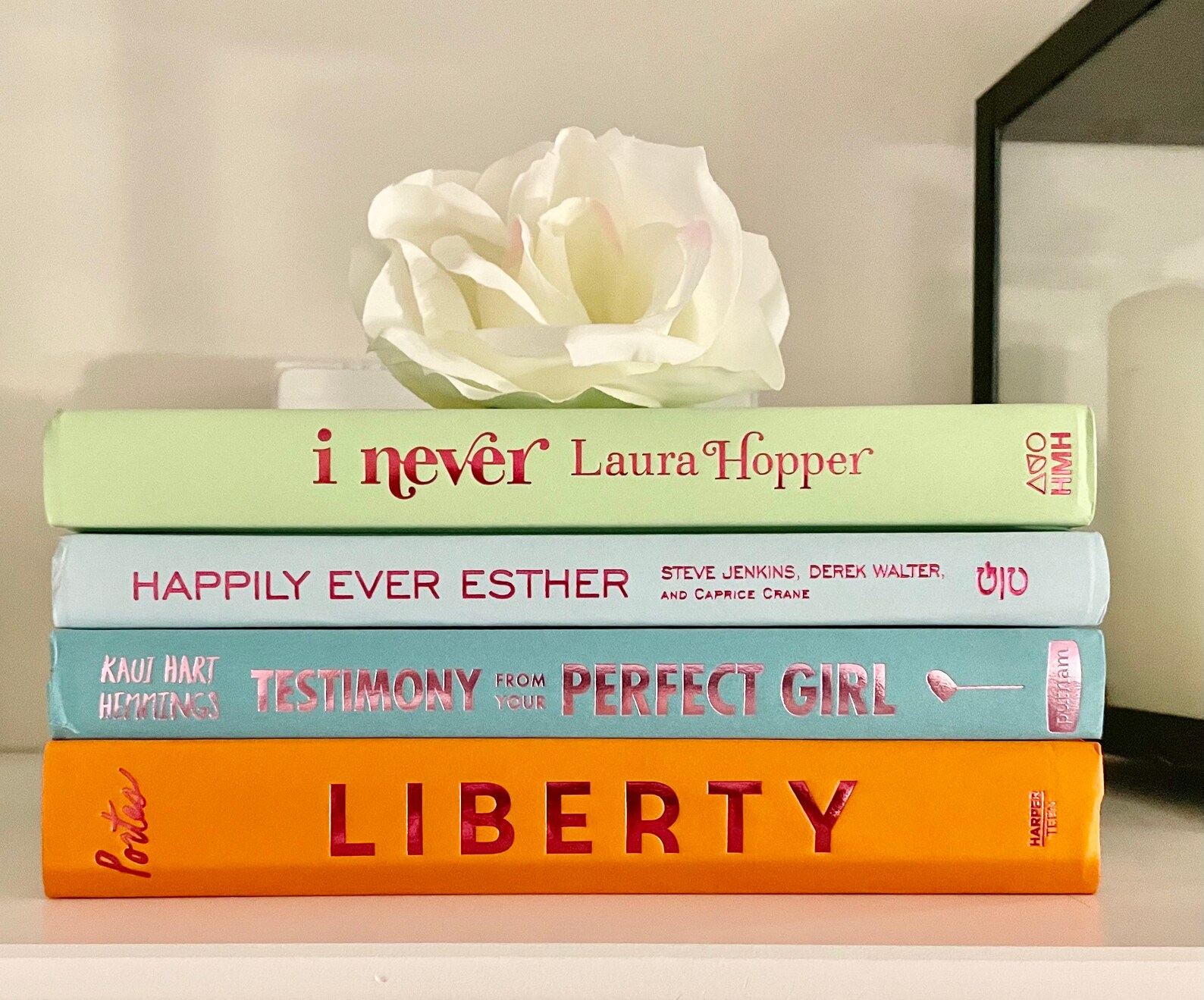 Pink Colorful Decorative Book Stack | Etsy