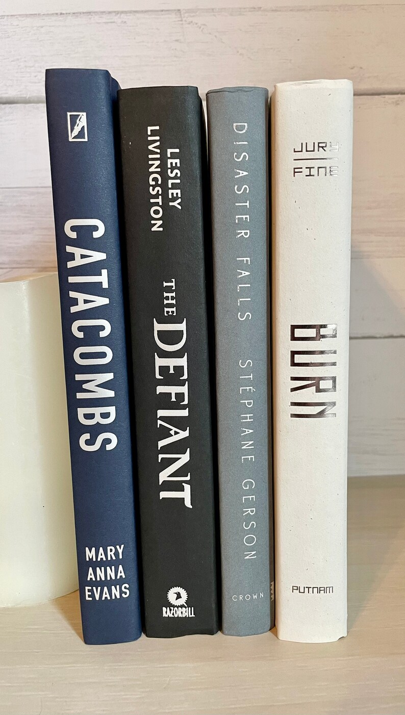 Blue and Gray Decorative Book Stack - Etsy