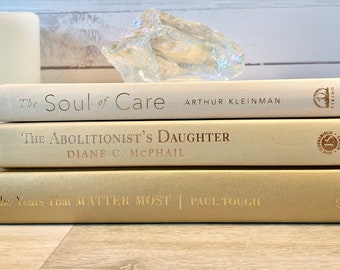 Neutral Gold Decorative Book Stack - Etsy