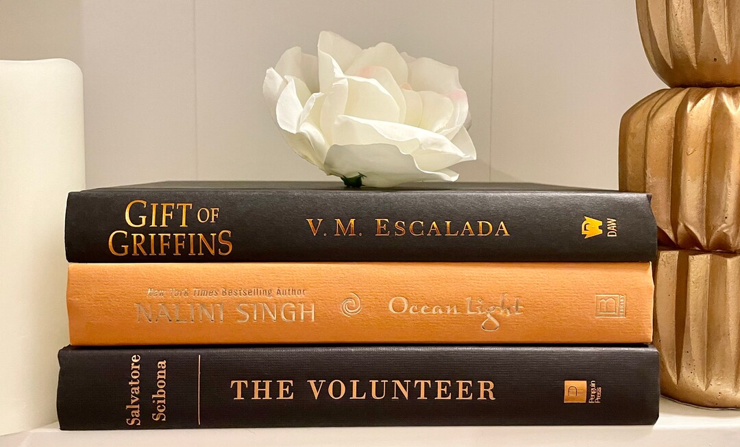 Black and Orange Decorative Book Stack - Etsy