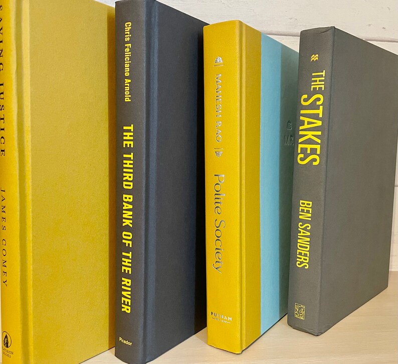 Mustard Yellow and Gray Decorative Book Stack - Etsy