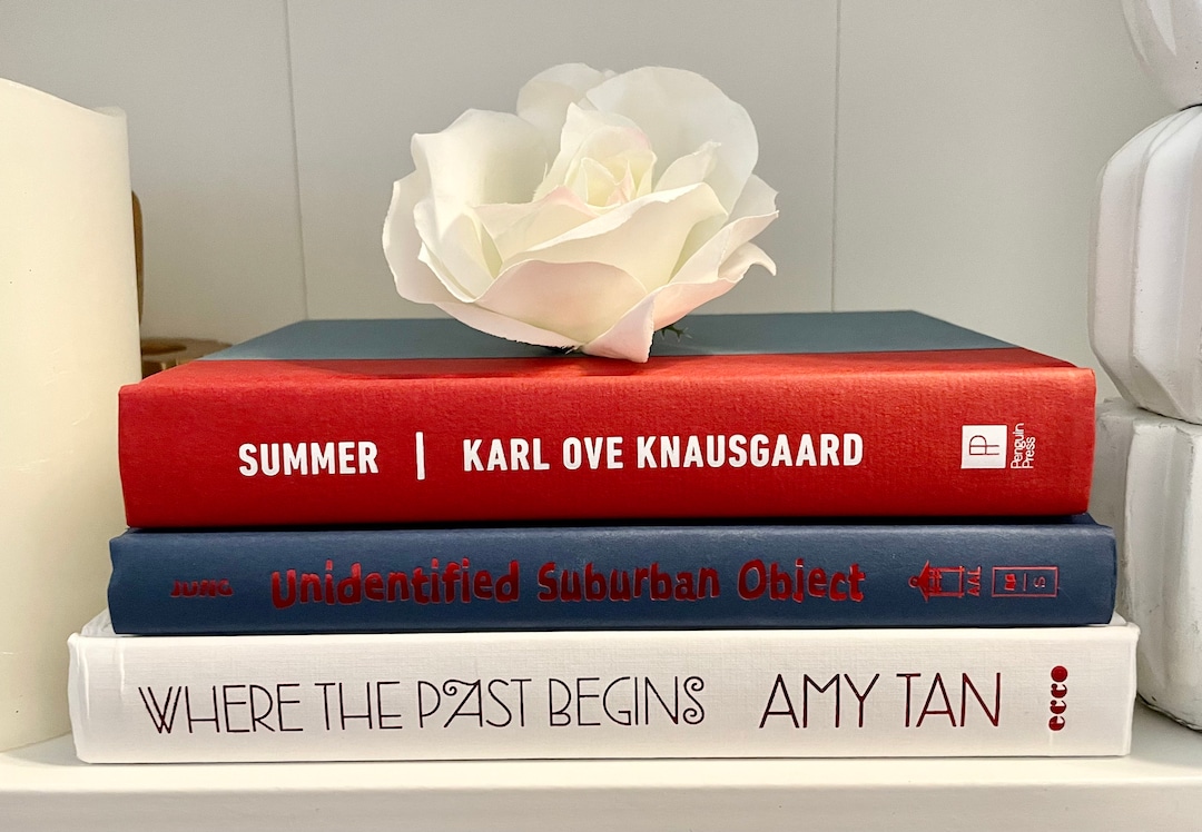 Red White and Blue Decorative Book Stack - Etsy