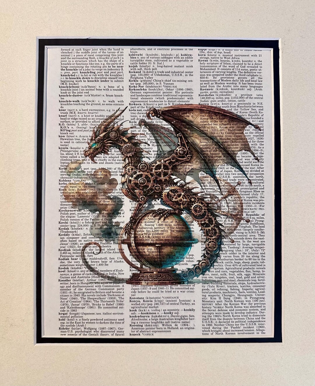 Upcycled Vintage Dictionary Steampunk Dragon Art - Etsy