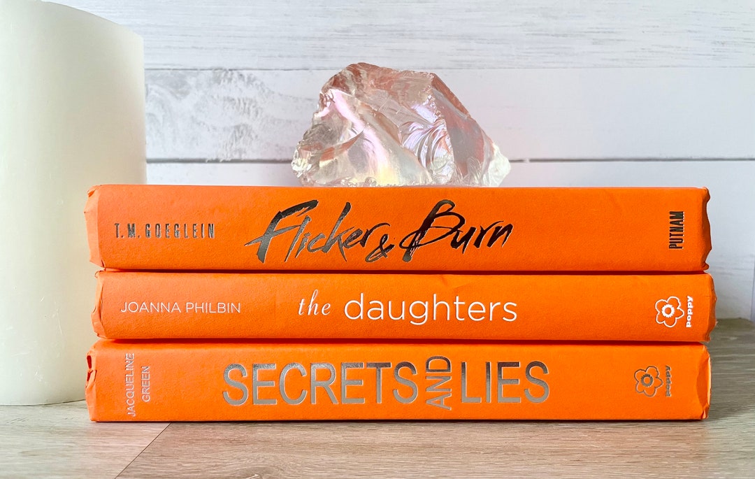 Bright Orange Decorative Book Stack - Etsy