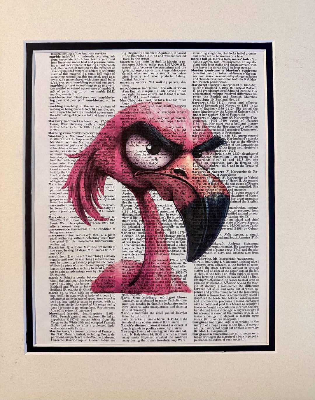 Upcycled Vintage Dictionary Grumpy Flamingo Art - Etsy