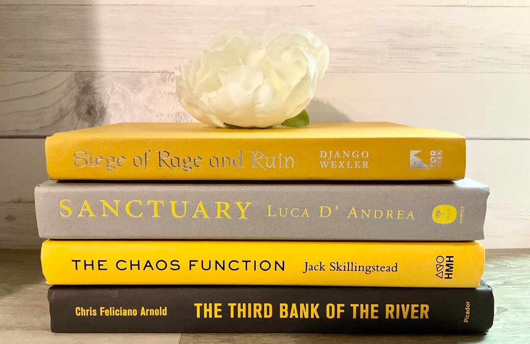 Mustard Yellow and Gray Decorative Book Stack - Etsy