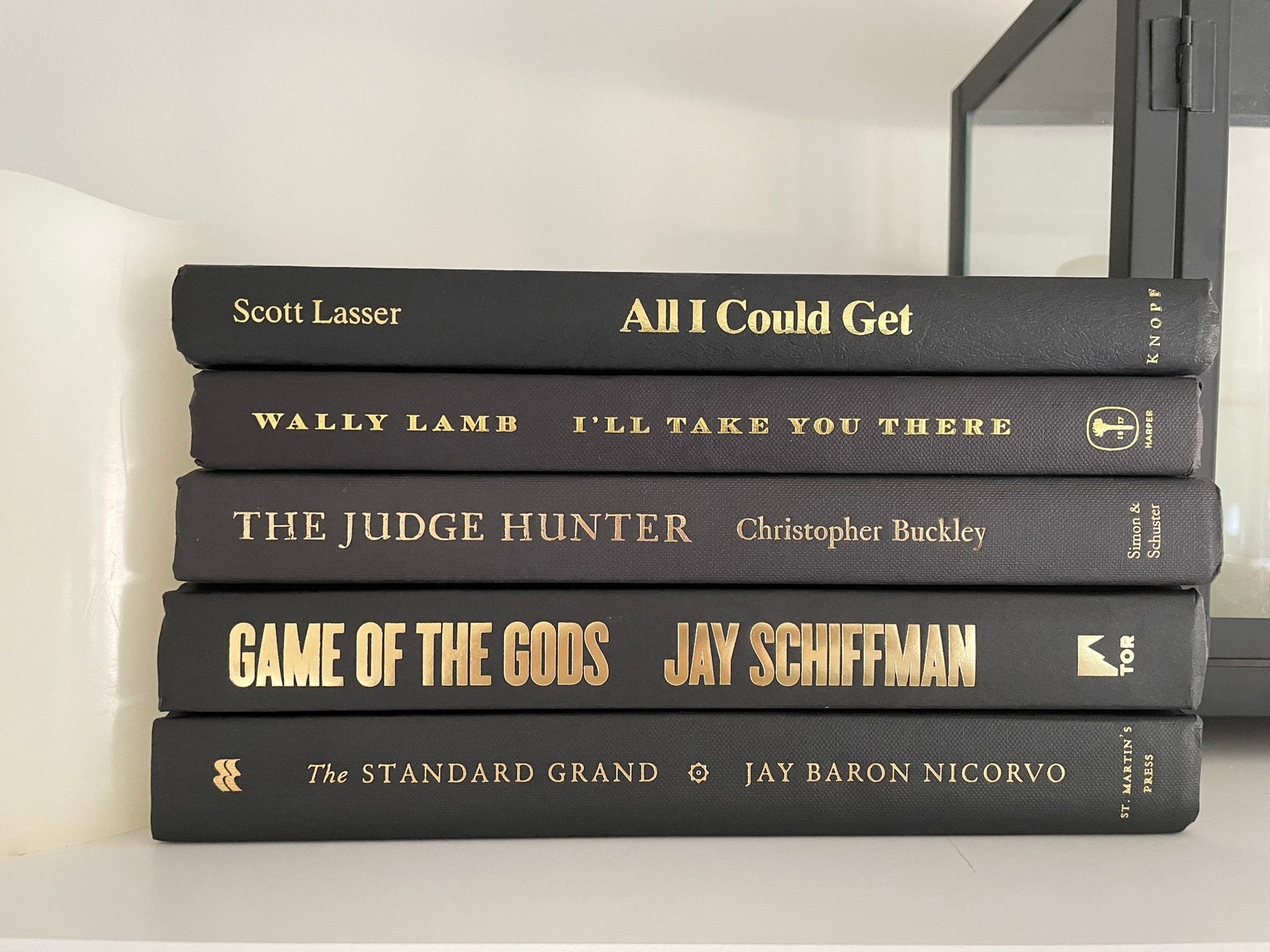 Black and Gold Decorative Book Collection Stack Set | Etsy