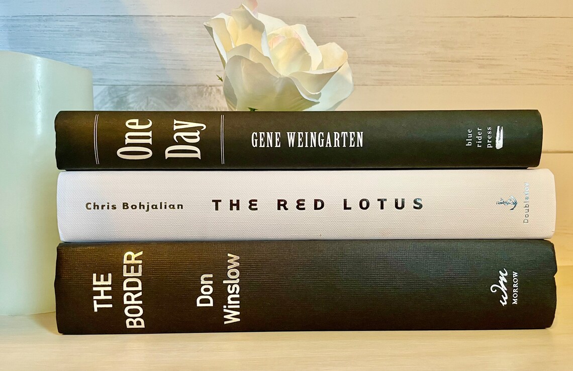 Black and White Decorative Book Stack - Etsy