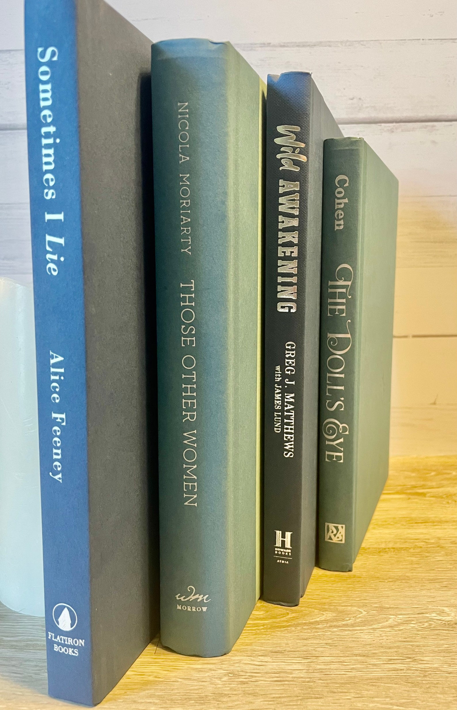 Set of 4 Blue Decorative Book Stack - Etsy