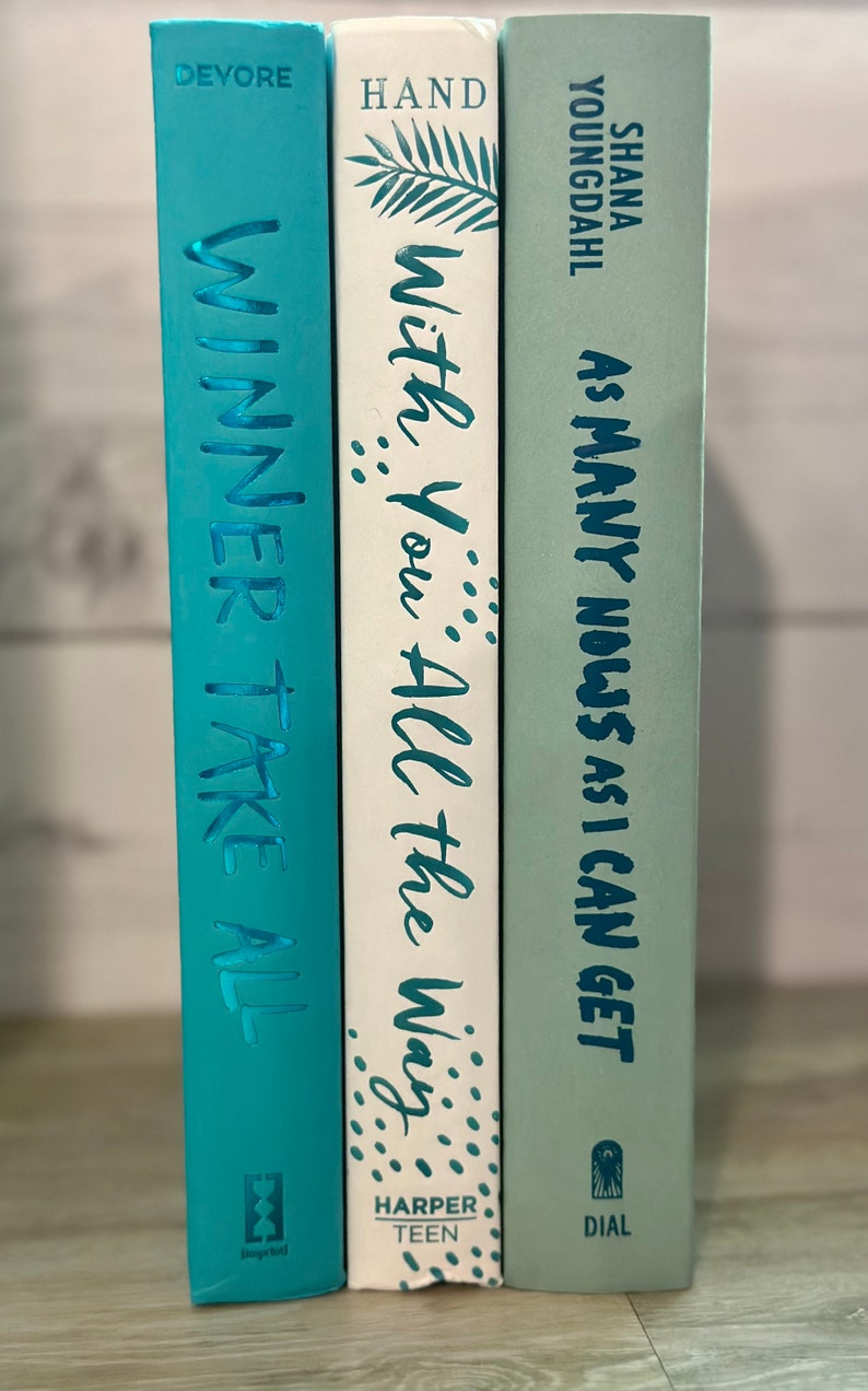 Teal Blue and Green Decorative Book Stack - Etsy