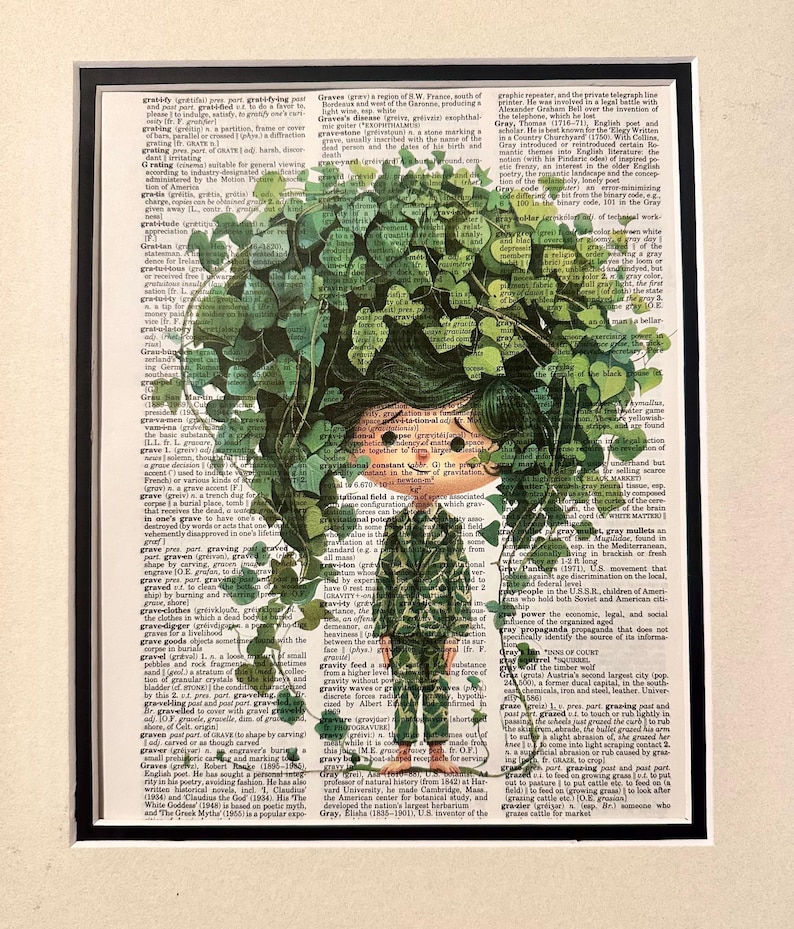 Upcycled Vintage Dictionary Art Page Whimsical Floral Kids Set of 3 - Etsy