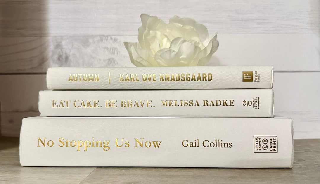 White and Gold Decorative Book Stack - Etsy