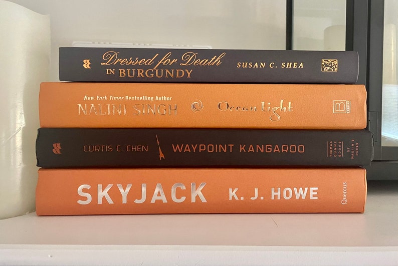 Black and Orange Decorative Book Stack - Etsy