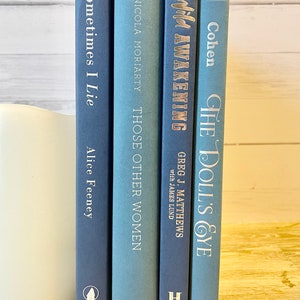Set of 4 Blue Decorative Book Stack - Etsy