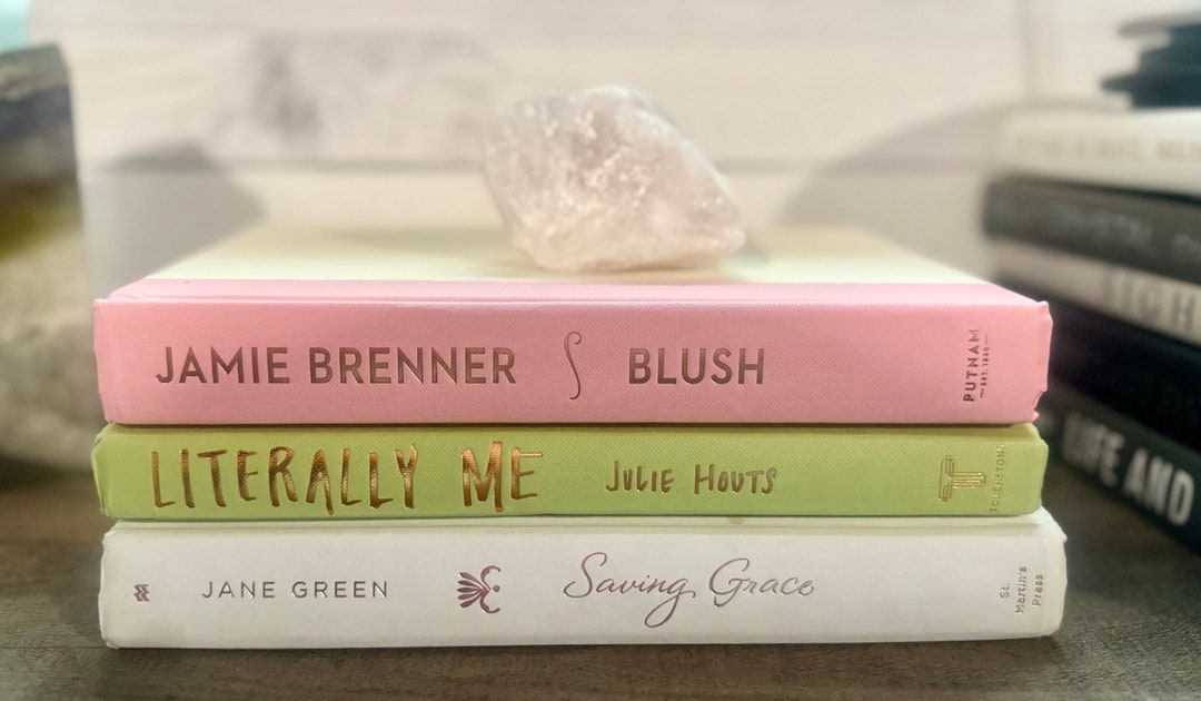 Green and Pink Decorative Book Stack - Etsy