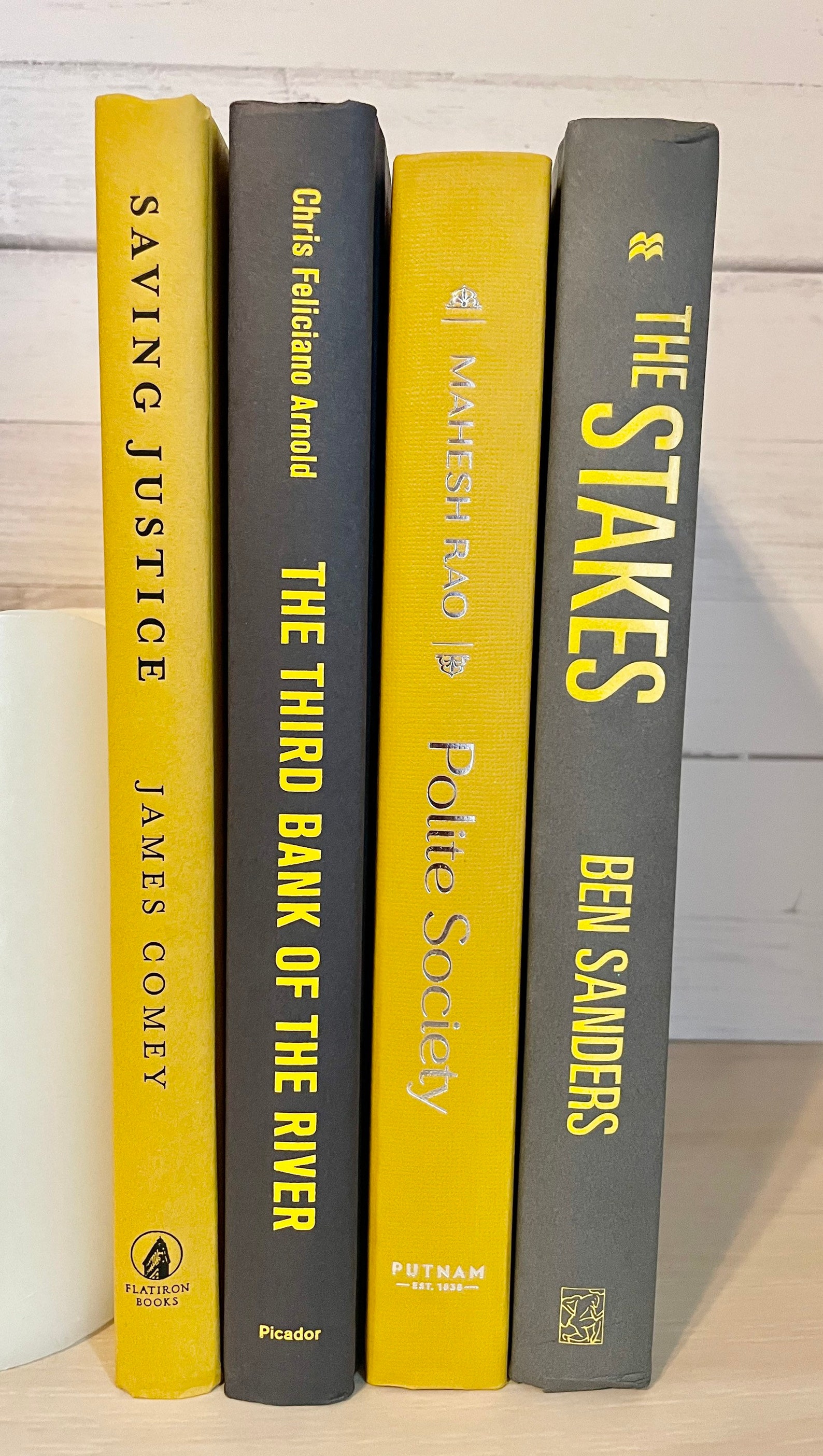 Mustard Yellow and Gray Decorative Book Stack - Etsy